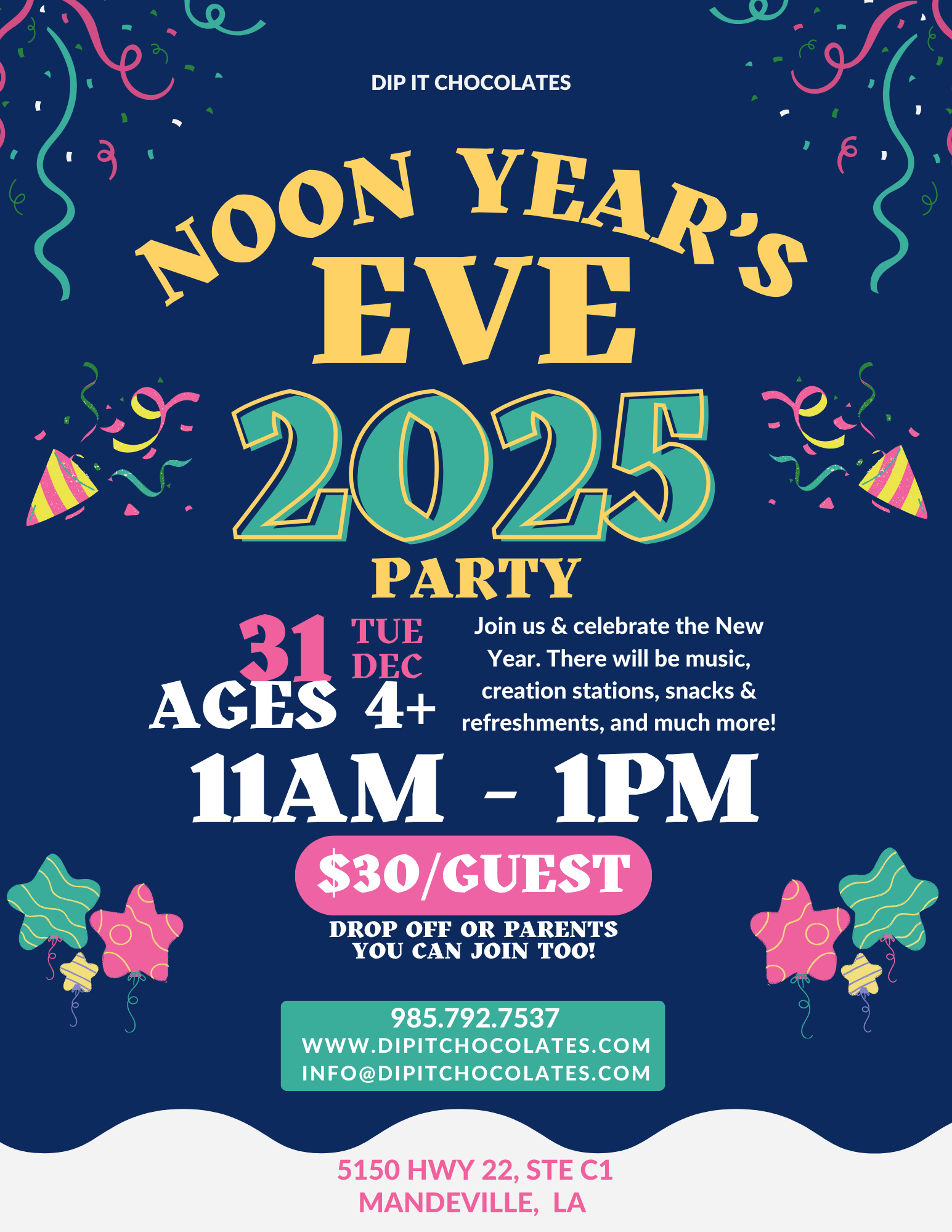 Noon Year's Eve Kids Party | Dip It Chocolates